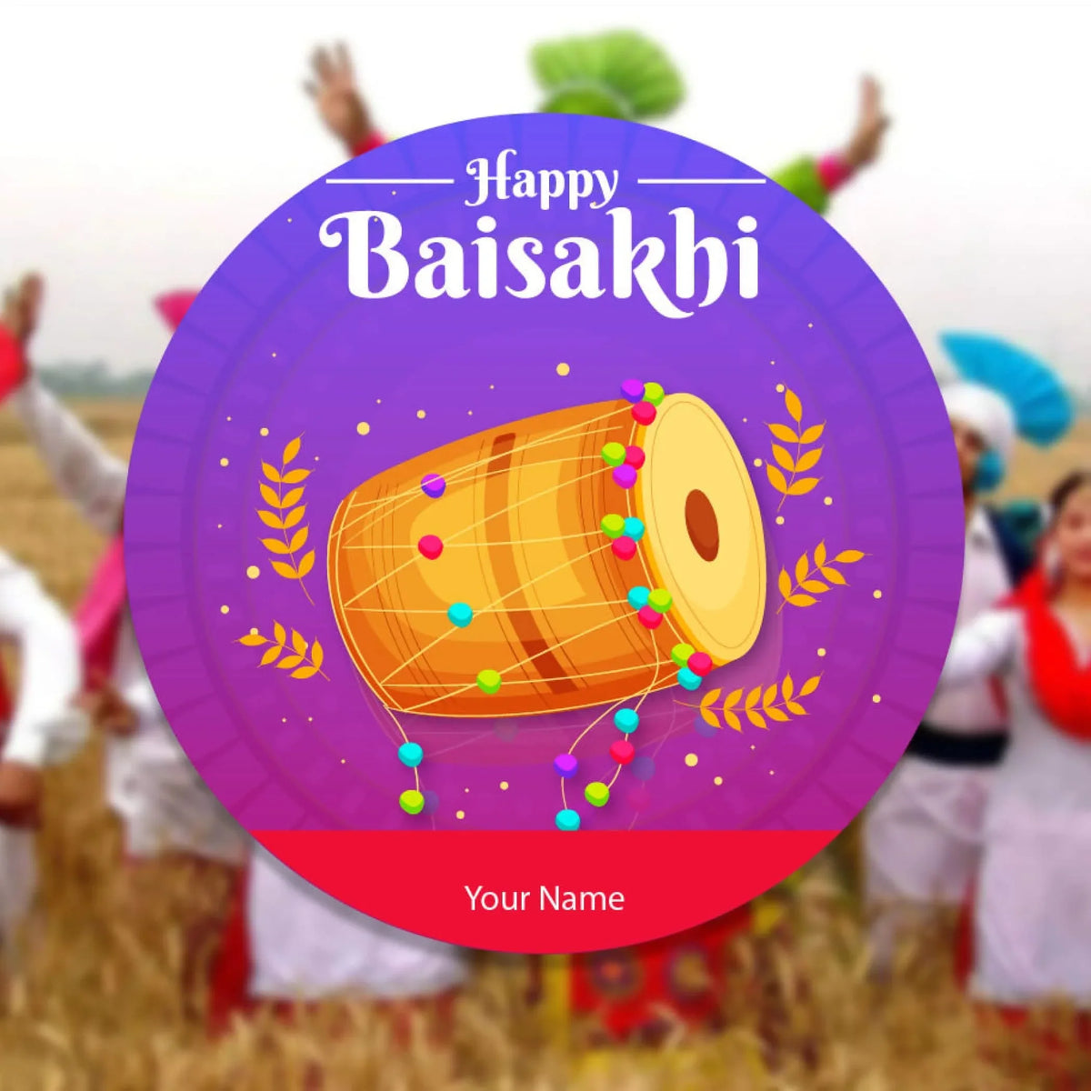 Buy 12 pcs happy baisakhi custom name stickers labels customized ...