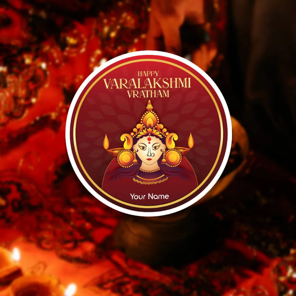 Buy 12 pcs happy varalakshmi vratham personalized custom name stickers ...