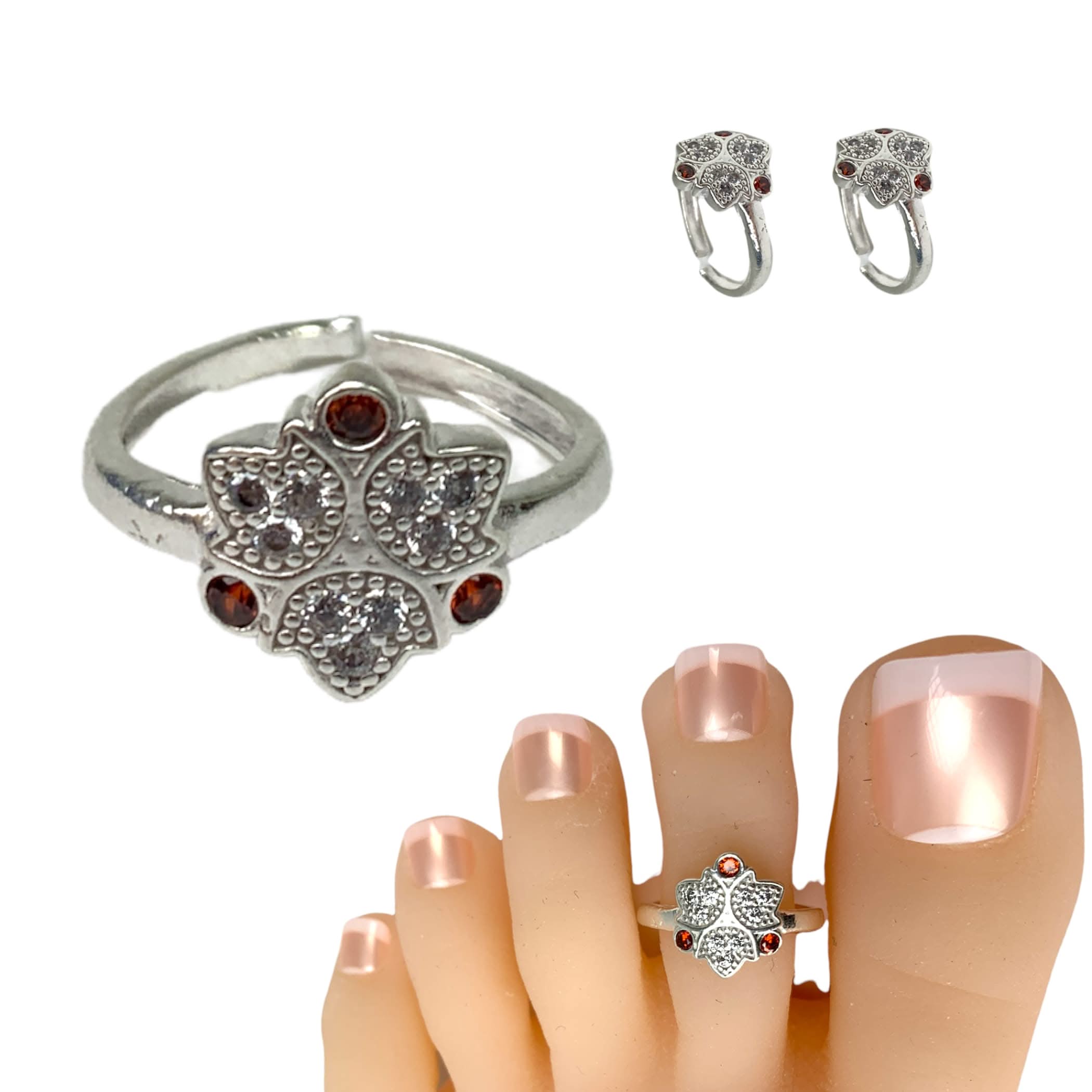 Buy Adjustable Star Indian Bichua Bichiya Real Silver Toe Rings Pair ...