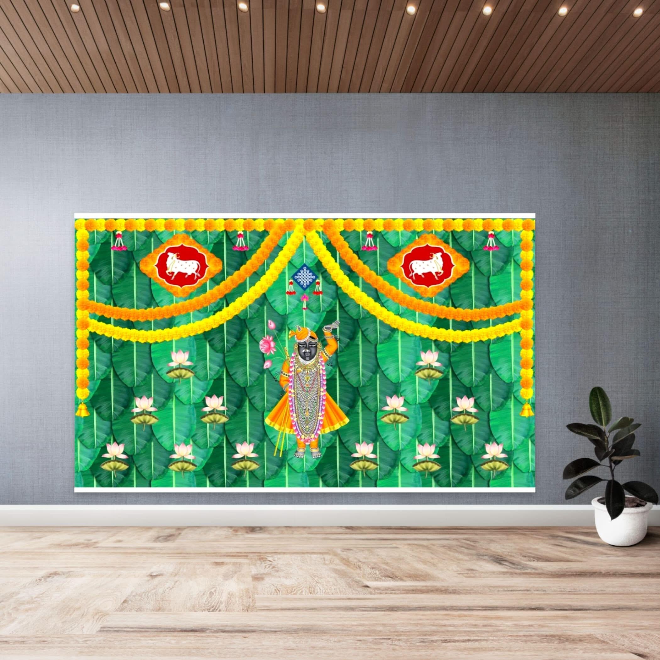Buy lord ganesh backdrop 5x8 feet indian traditional cloth backdrop pooja