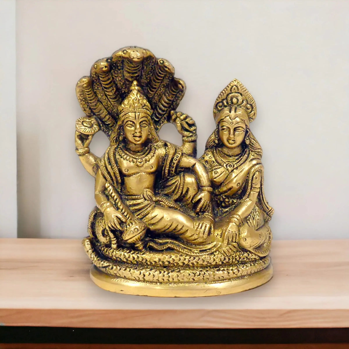 Buy lord vishnu and lakshmi ji brass statue rest upon shesha naag hindu ...