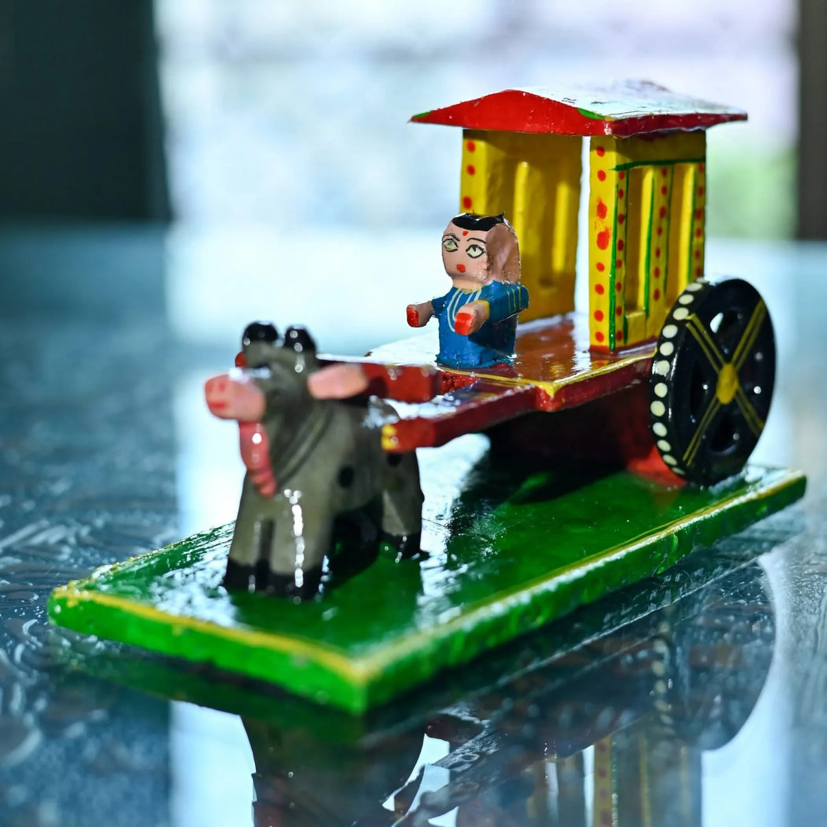 Buy indian wooden bullock cart decor kondapalli hand painted golu ...