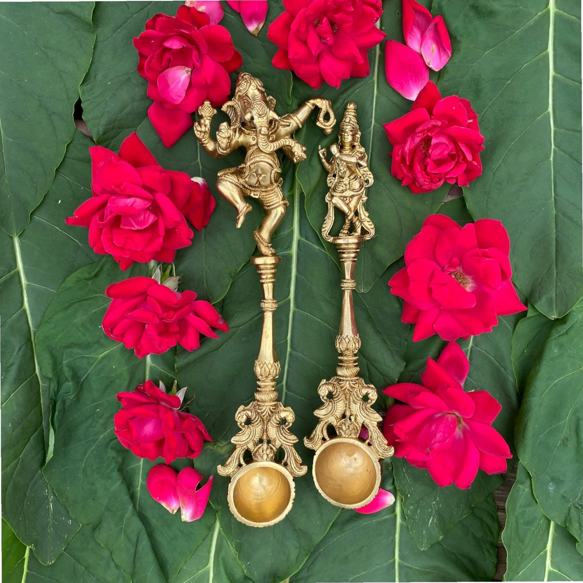 Buy decorative brass dancing ganesha/krishna spoon yagya...