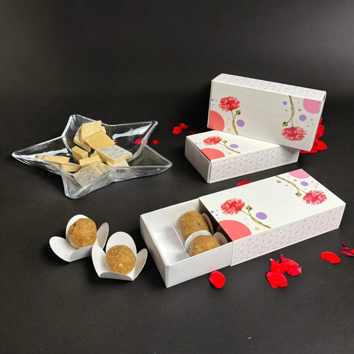 Buy sweet boxes for indian sweets peony flower design empty mithai box ...