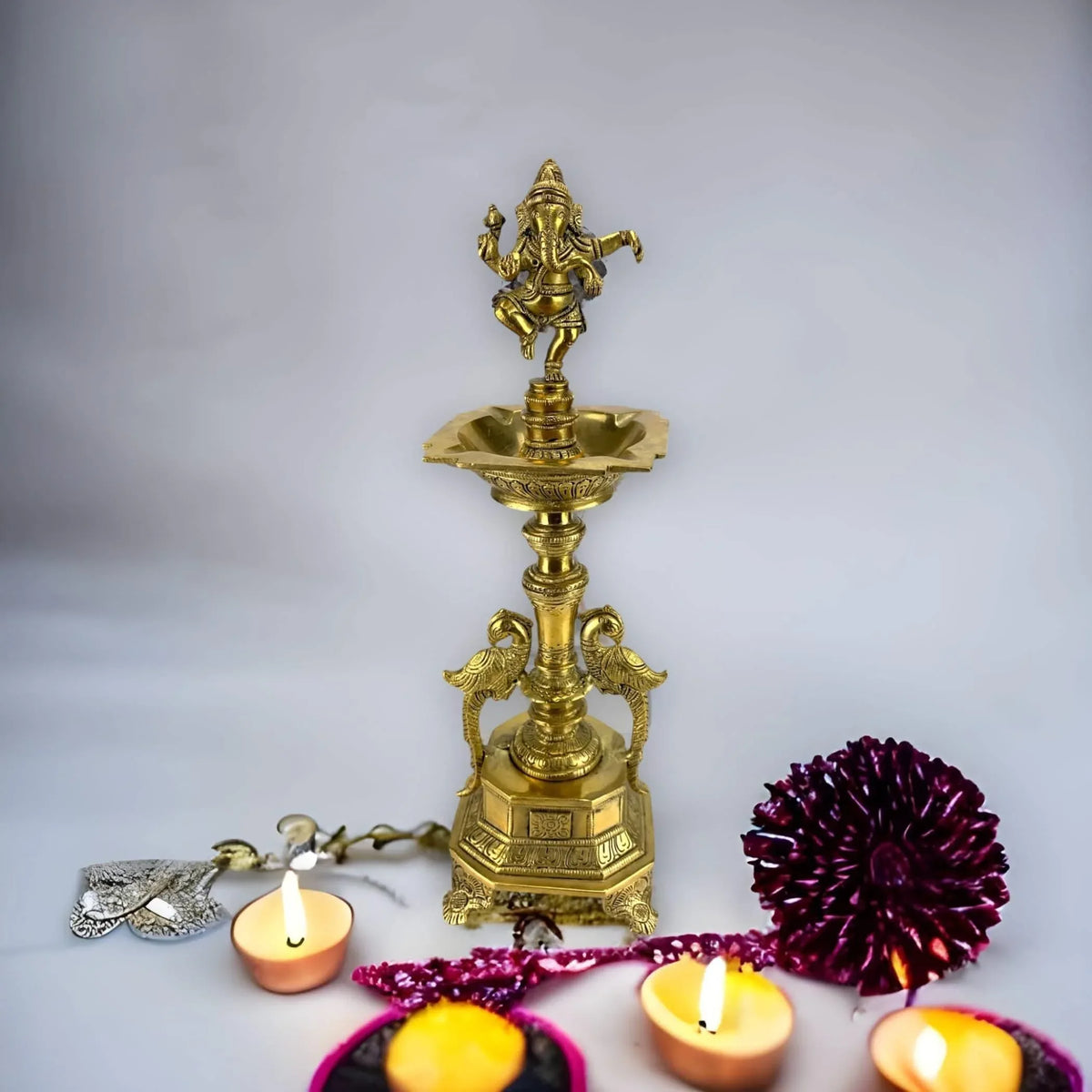 Buy ganesha brass oil tall diya samai diya diwali decor ...