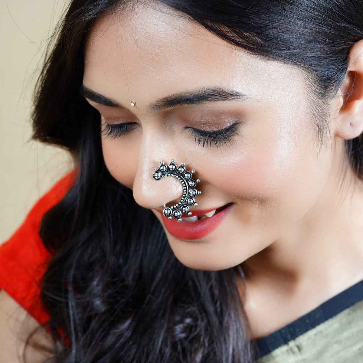 Buy marathi zodiac nath nose pin indo western german sil...