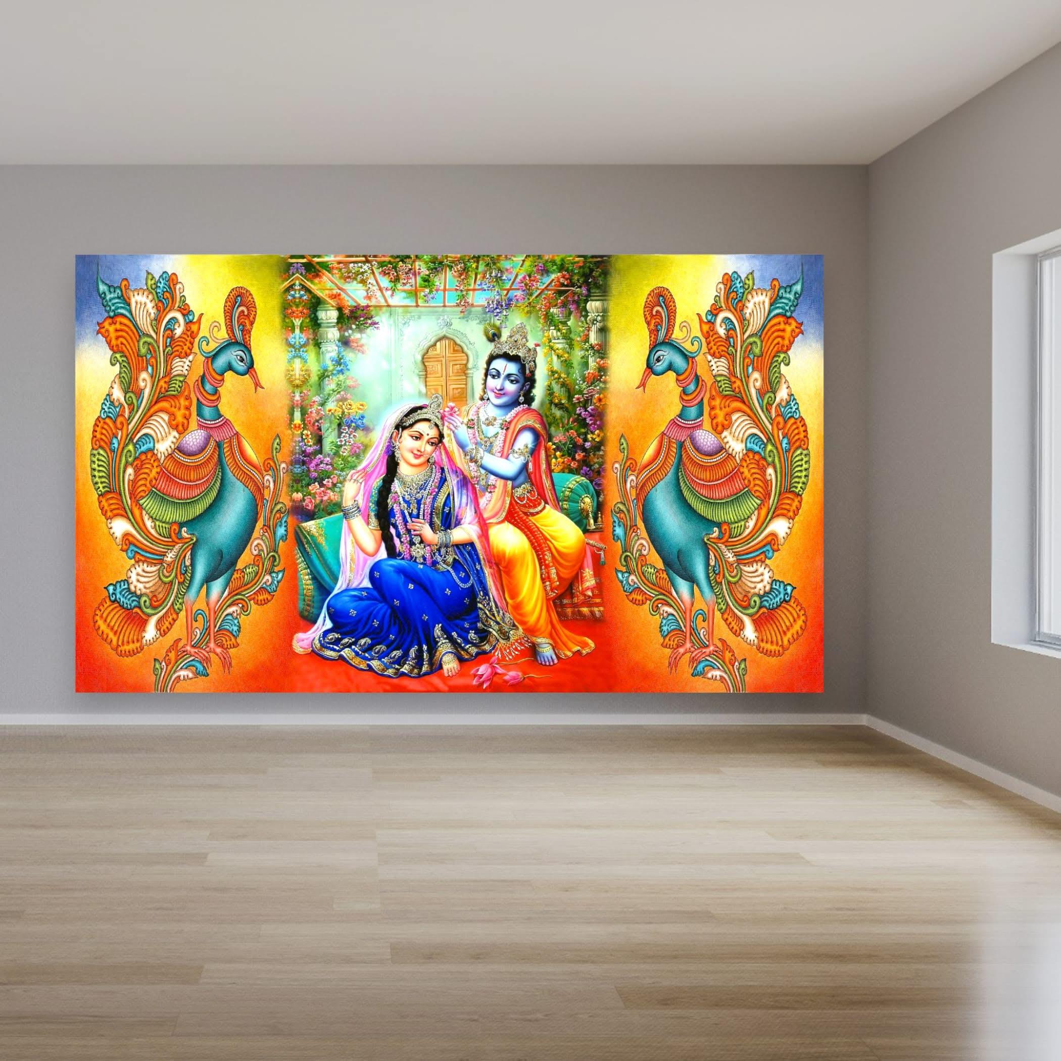 Buy radha krishna wall decor radha krishna with peacock janmashtami decor