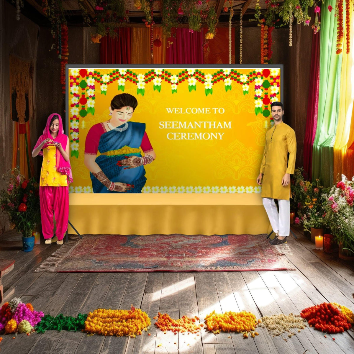 Seemantham Backdrop Cloth - Festive Decor - LoveNspire