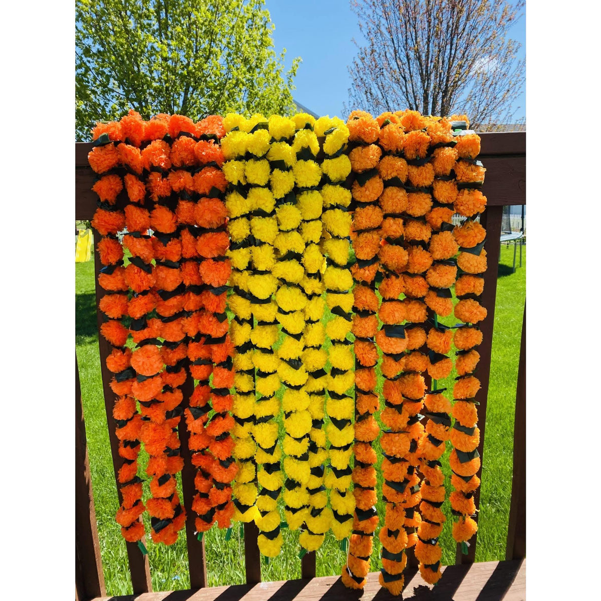 Buy 5 strings artificial marigold mango leaf garland for...