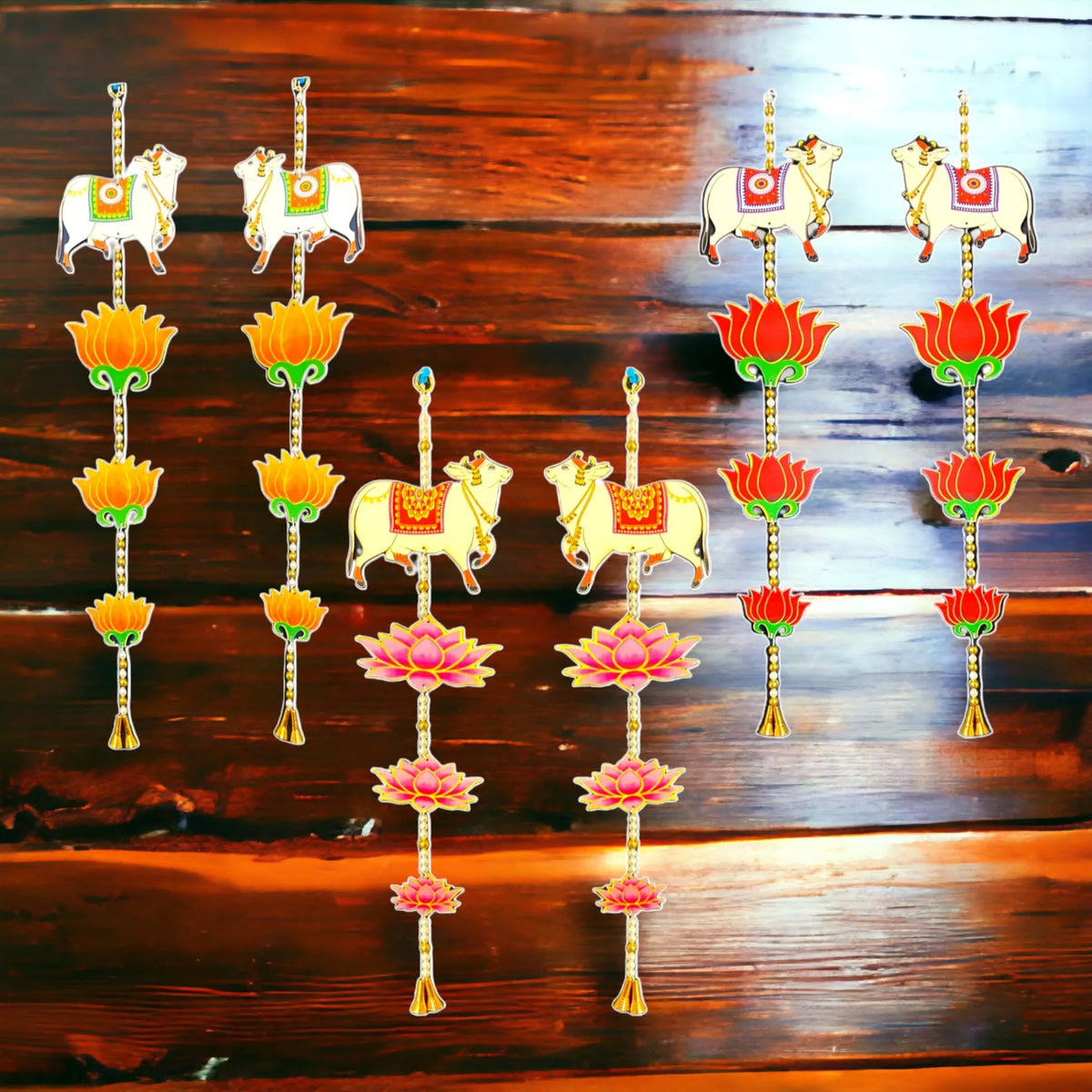 Buy lotus cow pair hangings for home decor lotus backdro...